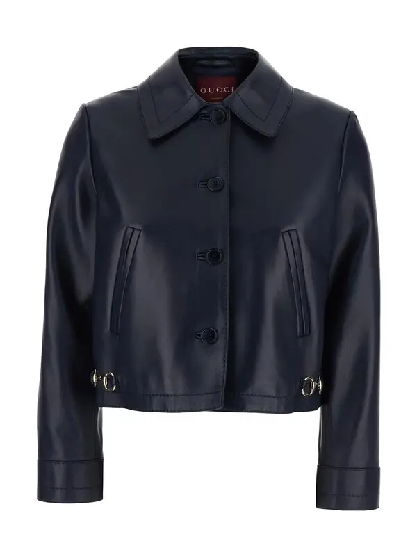 Gucci Leather Jacket With Horsebit Detail - Multicolor