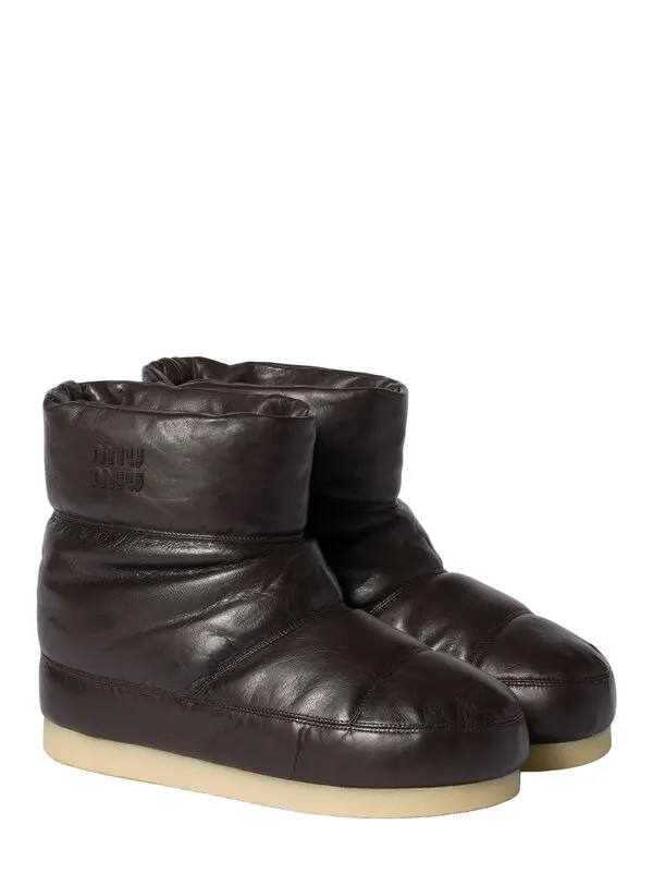 Miu Miu Padded Nappa Leather Booties - Coffee