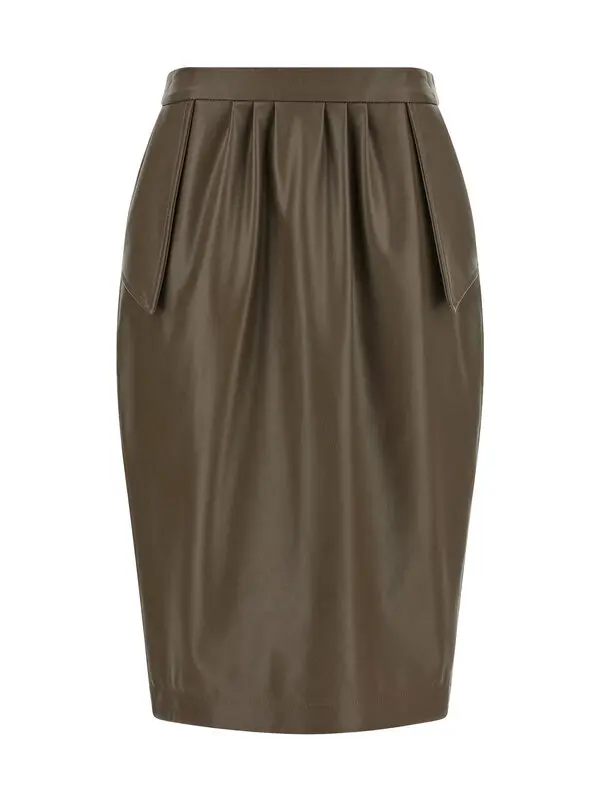 Stella McCartney High Waist Midi Skirt With Maxi Flap Pockets - Brown