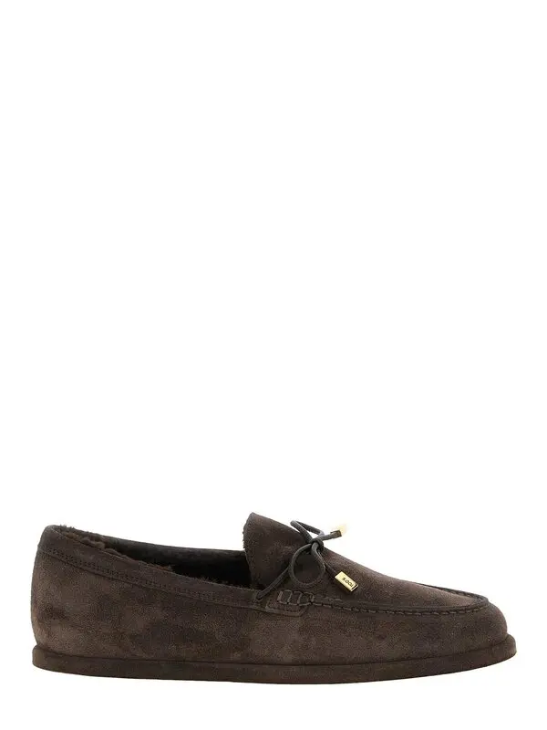 TOD'S Suede Shearling Lined Loafers - Brown