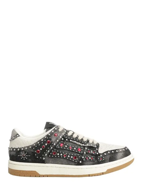 Amiri Studded And Rhinestone Embellished Low-top Sneakers - Black