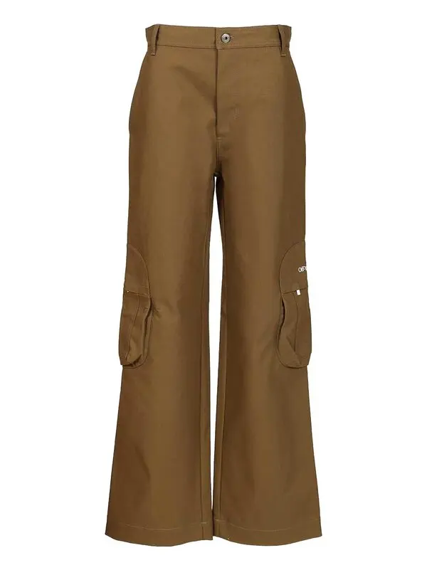 Off-White Cotton Cargo Pants - Brown