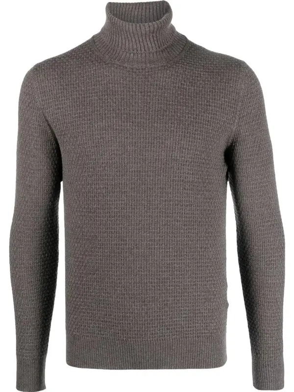 Tagliatore Wool Turtleneck With Woven Motif - Gray