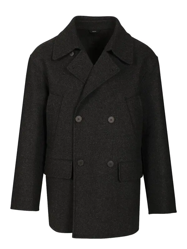 Fendi Wool Felt Double-breasted Pea Coat - Gray