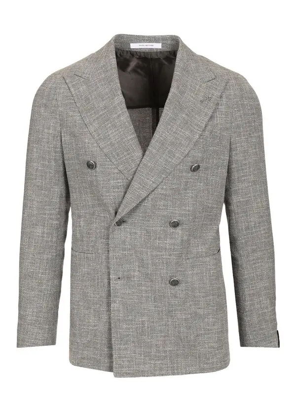 Tagliatore Double-breasted Jacket In Herringbone Fabric - Gray