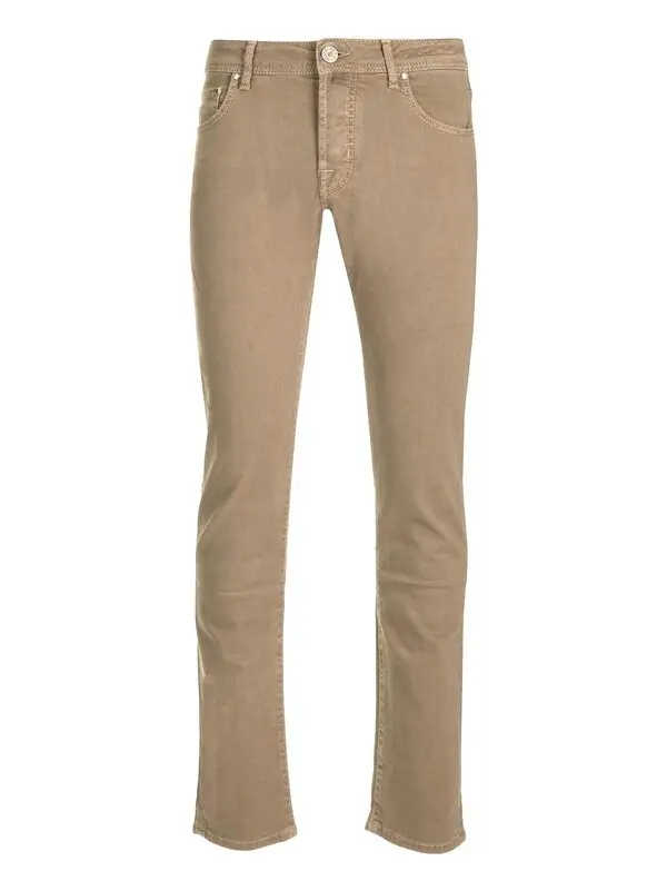 Jacob Cohen Nick Slim" Stretch Cotton Trousers - Cream