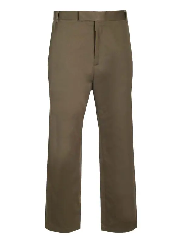 Thom Browne Relaxed Pleated Trousers Army Cotton Twill - Green