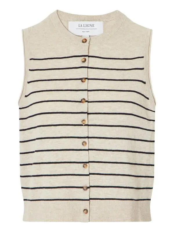 LA LIGNE Striped Knitted Vest - Brown