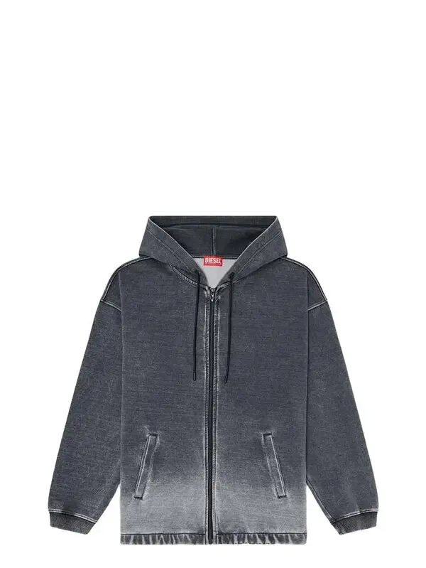 DIESEL® Hooded Jacket In Dégradé-effect Scuba - Grey