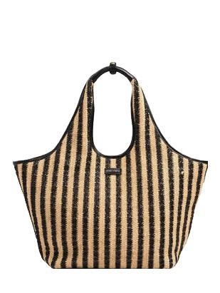 SAINT + SOFIA Large Stella Shoulder Tote Bag - Black Raffia