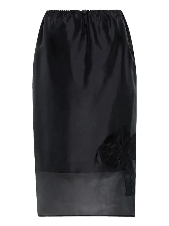 Cecilie Bahnsen Bria Embroidered Bow Silk Blend Organza Skirt - Black