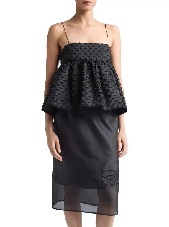 Cecilie Bahnsen Babette Embroidered Jacquard Camisole Top - Black