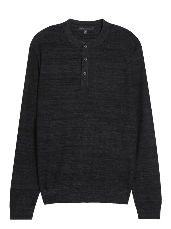Robert Barakett Aranda Merino Wool Henley Sweater - Black