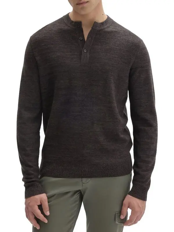 Robert Barakett Aranda Merino Wool Henley Sweater - Espresso