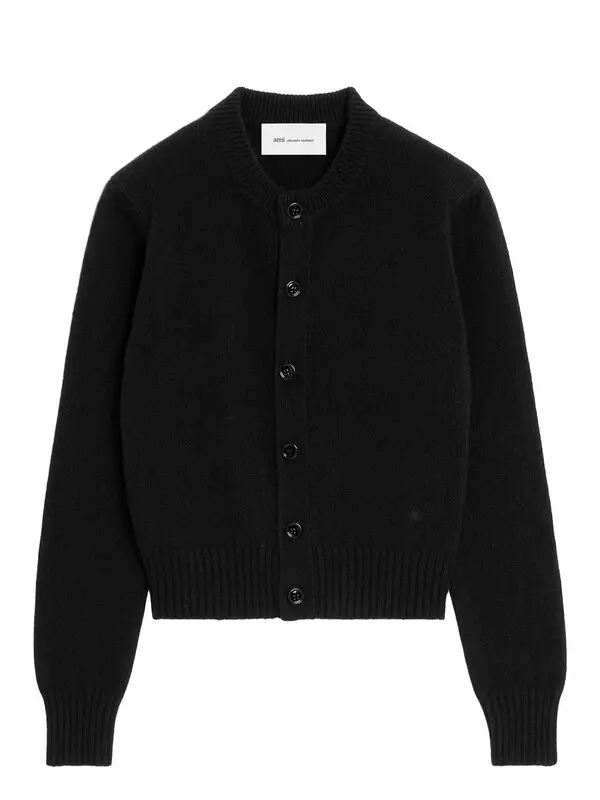 AMI Paris Cashmere Crewneck Cardigan - Black