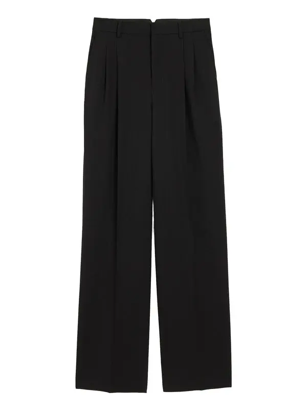 AMI Paris High-waisted Wide-leg Wool Trousers - Black