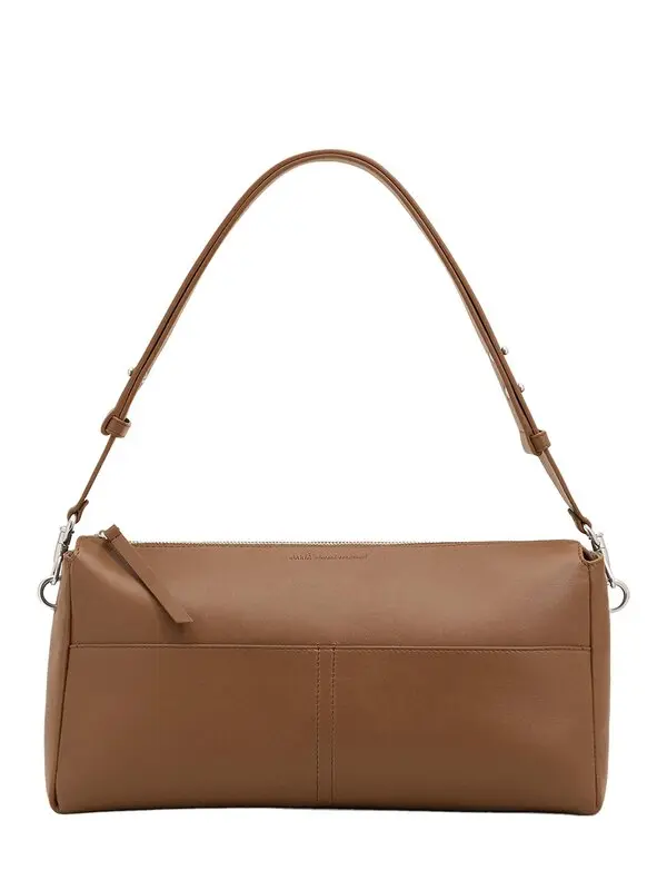AMI Paris Brown Cow Leather Carrousel Zipped Bag Brown - Mocha