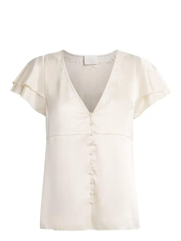 Citizens Of Humanity Lola Ruffle-sleeve Lace-trimmed Blouse - Ivory