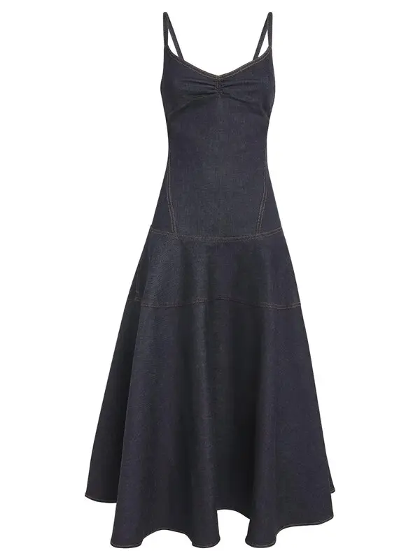 Jacquemus Pina Denim Midi Dress - Navy