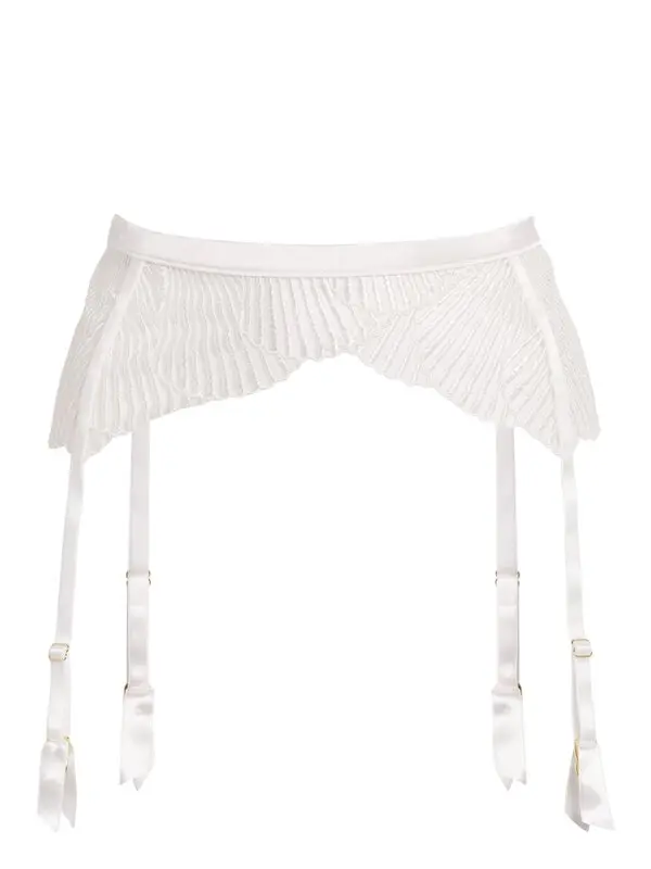 COCO DE MER Stretch-silk Lace Athena Suspenders - Ivory