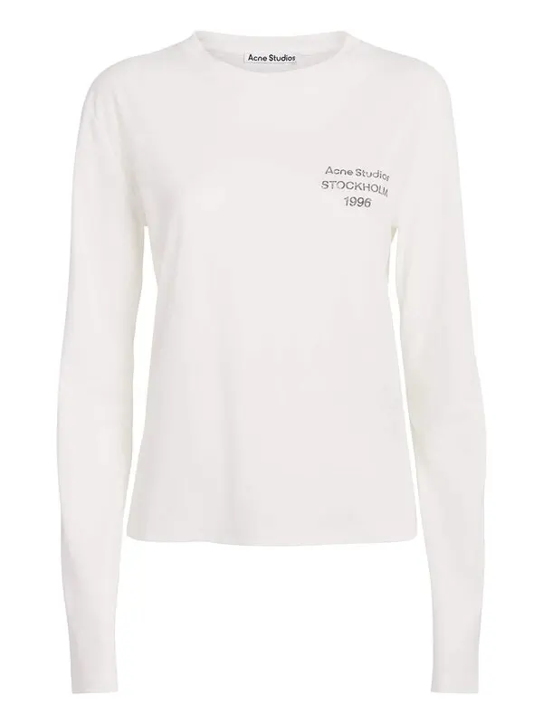 Acne Studios Distressed Logo Long-sleeve T-shirt - Ivory