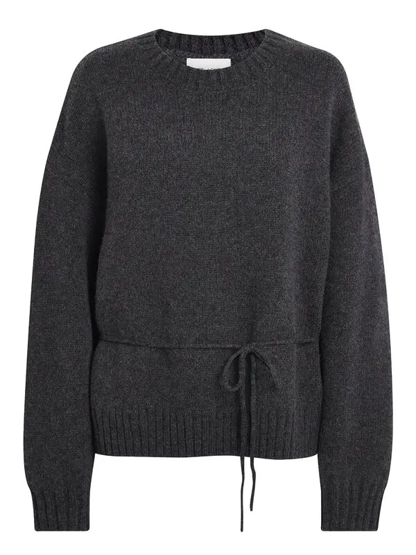 ST. AGNI Merino Wool Belted Sweater - Black