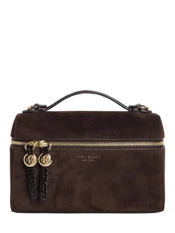 Tory Burch Suede Romy Clutch Bag - Brown