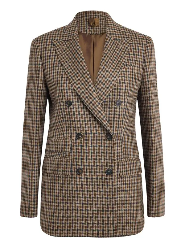 Max Mara Virgin Wool Checked Blazer - Beige