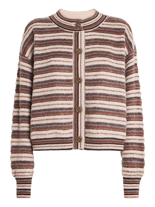 FRAME Mohair-blend The Femme Stripe Cardigan - Blue