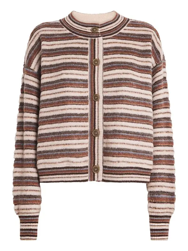 FRAME Mohair-blend The Femme Stripe Cardigan - Blue