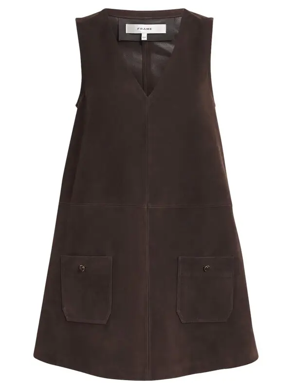 FRAME Suede Safari Tent Mini Dress - Brown