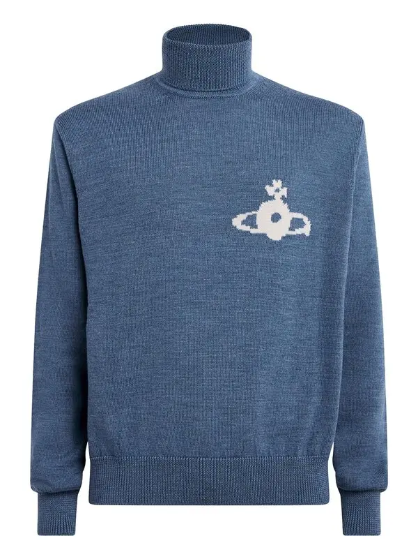 VIVIENNE WESTWOOD Merino Rollneck Mark Sweater - Blue