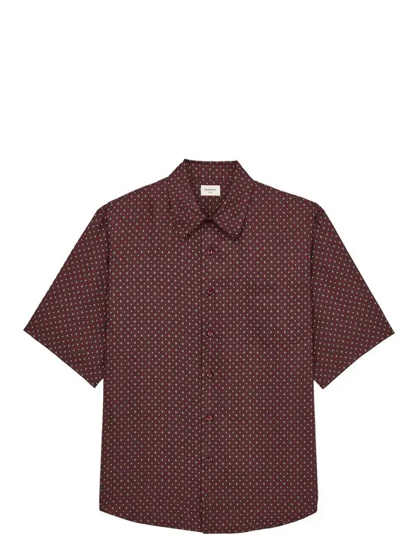 Saint Laurent Silk Hexagonal-pattern Shirt - Burgundy