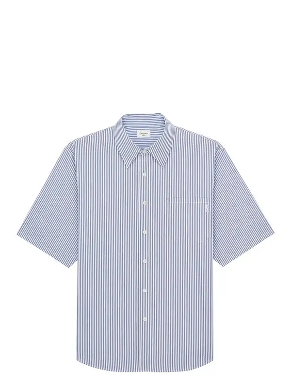 Saint Laurent Cotton Short-sleeve Cassandre Shirt - Nude