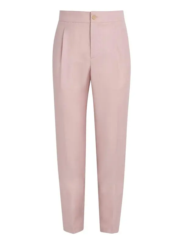 Isaia Wool-mohair-silk Comfort Trousers - Pink