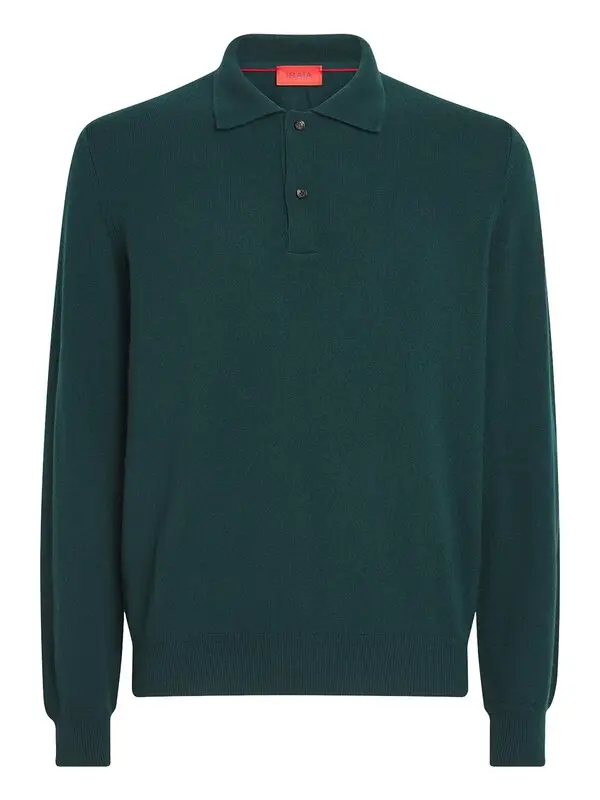 Isaia Cashmere Long-sleeve Polo Shirt - Green