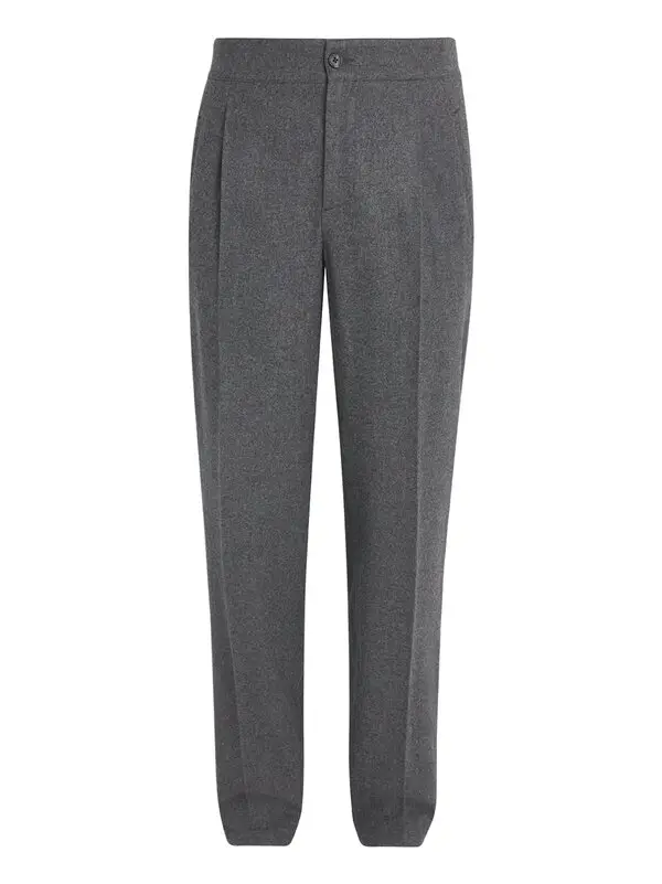 Isaia Wool-blend Stretch Slim Fit Trousers - Grey