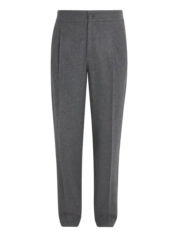 Isaia Wool-blend Stretch Slim Fit Trousers - Grey