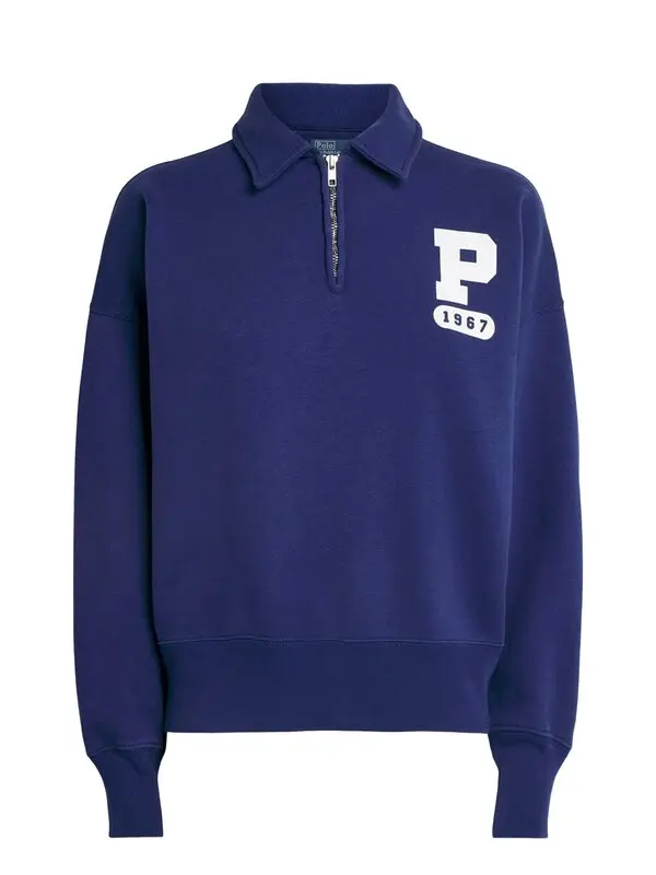 Polo Ralph Lauren P" Logo Quarter-zip Sweatshirt - Blue
