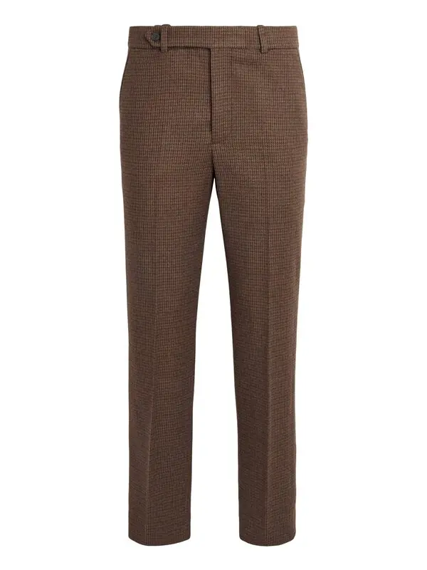 Polo Ralph Lauren Slim Tailored Houndstooth Cotton-blend Trousers - Brown