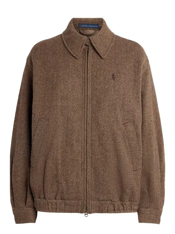 Polo Ralph Lauren Wool Herringbone Zip-up Bomber Jacket - Brown