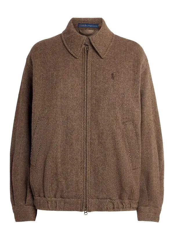 Polo Ralph Lauren Wool Herringbone Zip-up Bomber Jacket - Brown