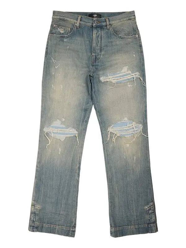Amiri Ripped Repair Mx1 Straight Jeans - Blue