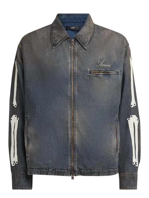 Amiri Lea Bones Denim Jacket - Grey