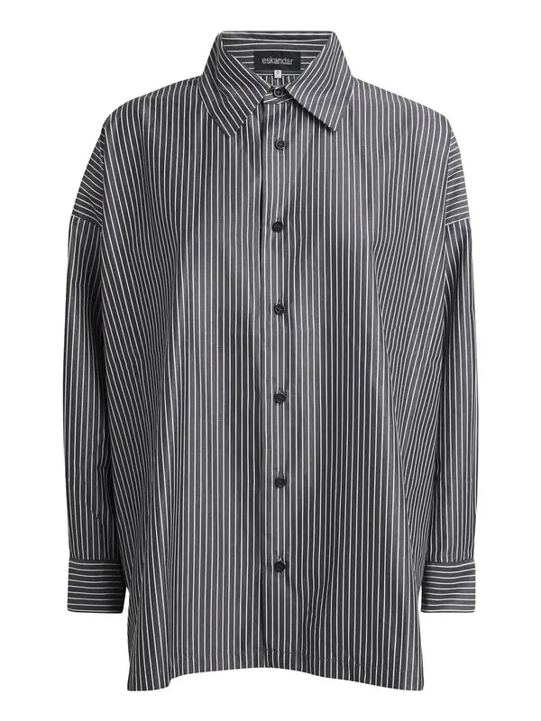 Eskandar Striped Cotton Shirt - Grey