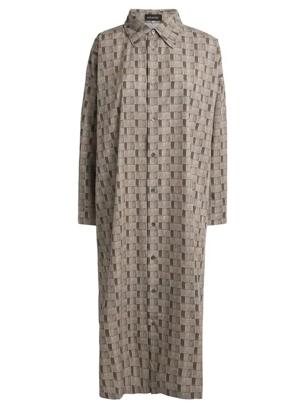 Eskandar Geometric Print Midi Shirt Dress - Green