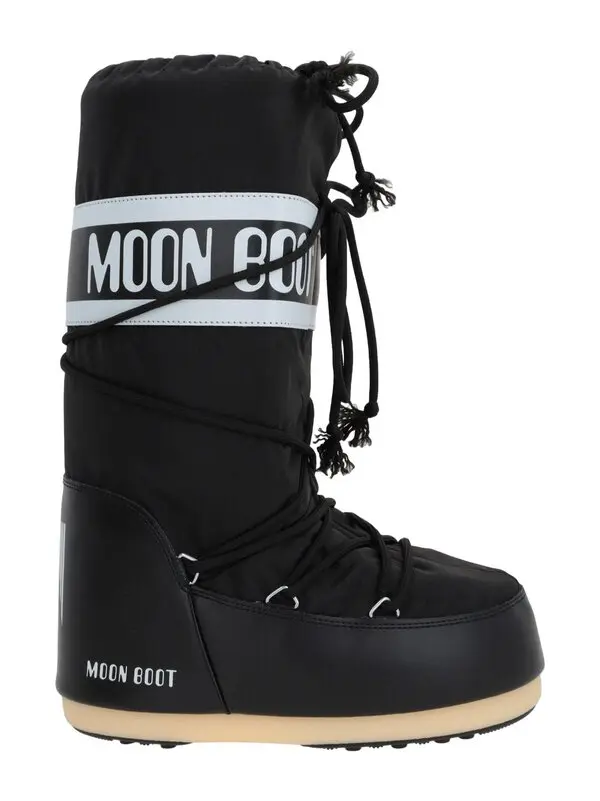 Moon Boot Icon Logo Printed Lace-up Boots - Black