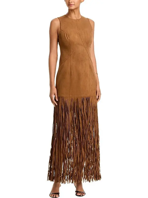 TOCCIN Seamed Fringe Maxi Dress - Cedar