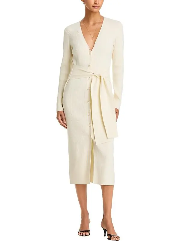 TOCCIN Lara Long Sleeve Cardigan Dress - Ivory