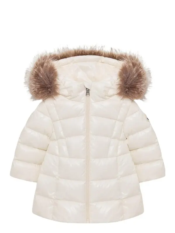 Moncler Emma Hooded Down Jacket With Fur Trim - White